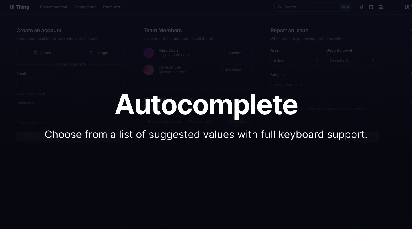 Autocomplete | UI Thing