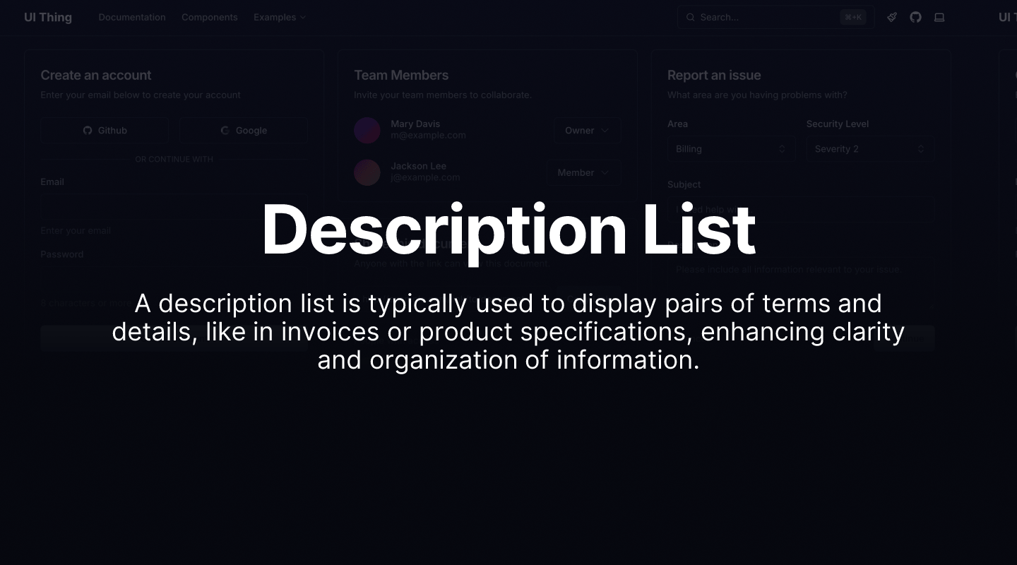 Description List | UI Thing