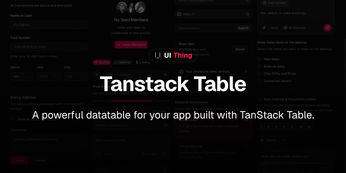 Tanstack Table | UI Thing